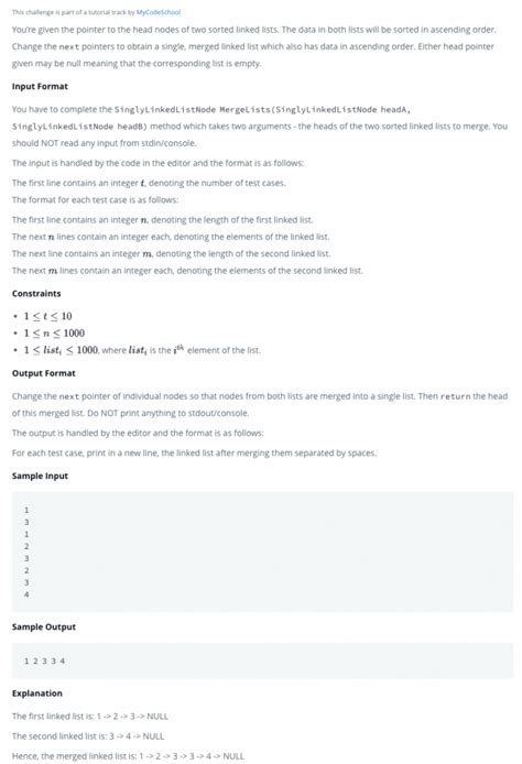 merge two sorted linked lists kickstart coding