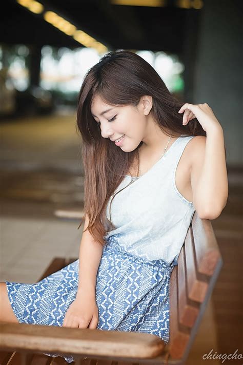 Chingcho Taiwan Taiwanese Asian Women Brunette Long Hair Sitting
