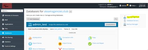 how to set up database custom access rules in plesk