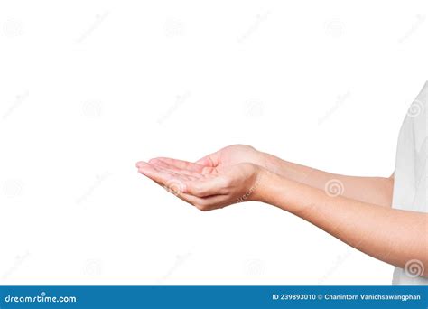 Close Up Girl Hand Showing Stretching Isolated On White Background