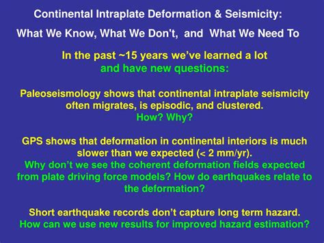 Ppt Continental Intraplate Deformation And Seismicity Powerpoint