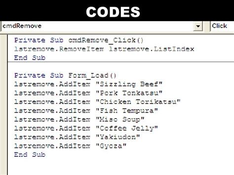 visual basic codes and screen designs