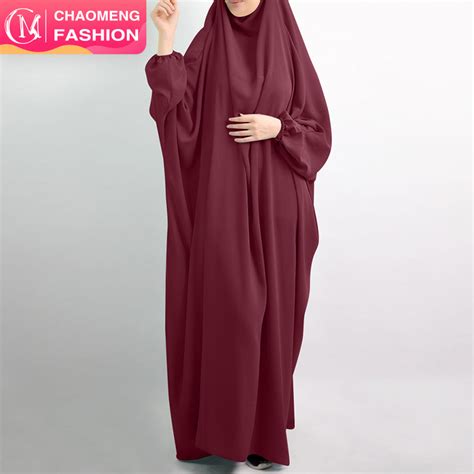 Latest Muslim Women Prayer Dress With Hijab Dubai Islamic Overhead Long