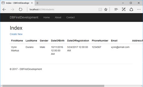 getting started with entity framework core database first