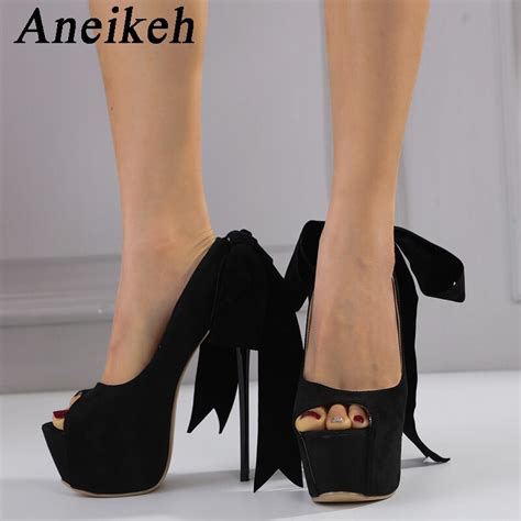 Aneikeh 2023 Shoes For Women Super High Heel Ankle Slip On Open Toe