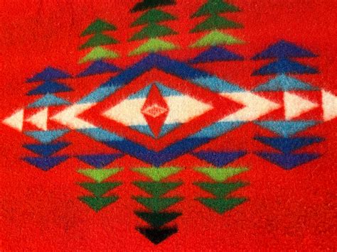 Pendleton Beaver State Wool Blanket Navajo Design Red Green Blue Black