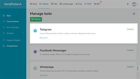 how to create a telegram chatbot sendpulse