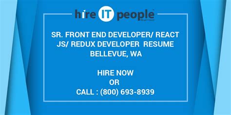 sr front end developer react js redux developer resume bellevue wa