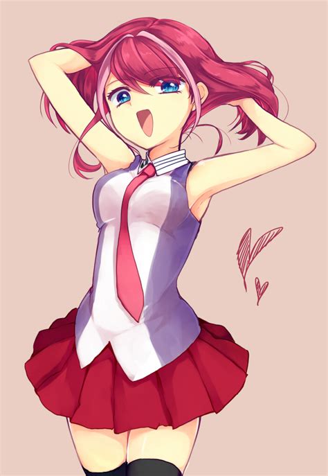 Safebooru 1girl Armpits Blue Eyes Hair Down Hiiragi Yuzu Multicolored