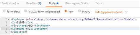 web api web api sending xml request through postman always