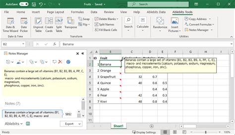 insert comments in excel and edit them with comments manager