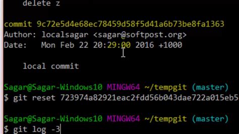 how to go back to a previous commit in git git reset command youtube