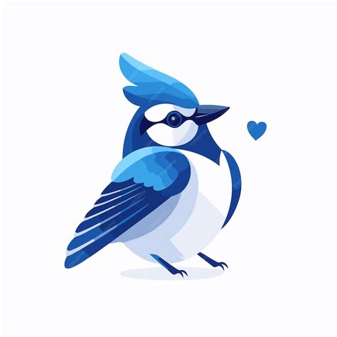 Premium Vector Blue Tit Bird With Heart Cute Cartoon Character Vector