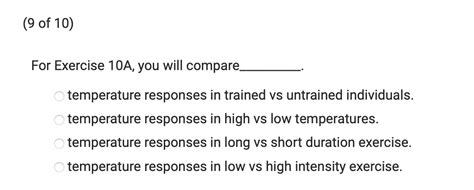 Solved For Exercise 10 A You Will Compare Temperature