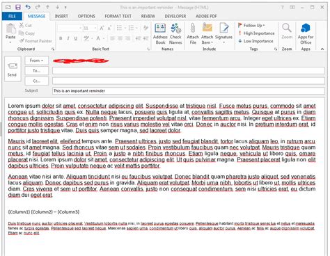 vba inserting data from excel into a table in outlook