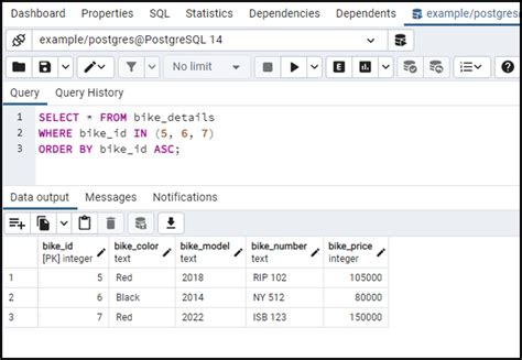how to use in operator in postgresql commandprompt inc