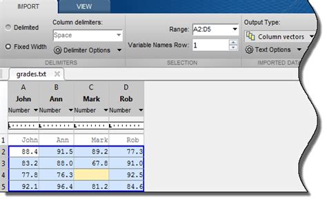 read text file data using import tool matlab and simulink mathworks