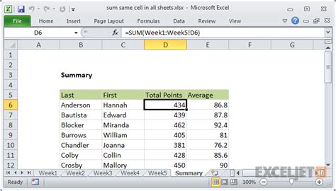 excel formula 3d sum multiple worksheets exceljet