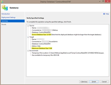 resolving errors from deployment of database to azure sql