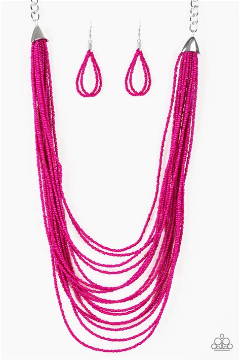 Peacefully Pacific Pink Necklace Paparazzi Accessories Bedazzle