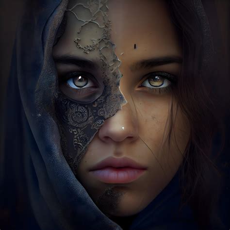 Premium Ai Image Portrait Of A Beautiful Young Woman With A