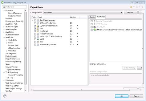 tomcat runtime environment is disable on spring tool