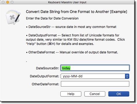 convert date string from one format to another [example] macro