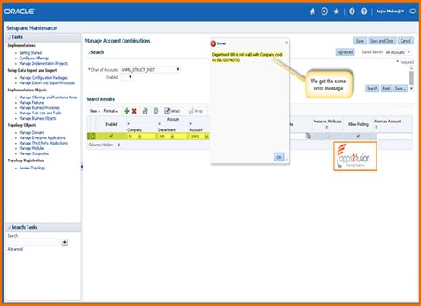 manage account combinations in fusion applications