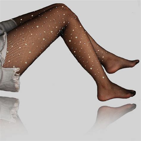 Sexy Women Mesh Pantyhose Ladies Rhinestone Glitter Tights Diamonds