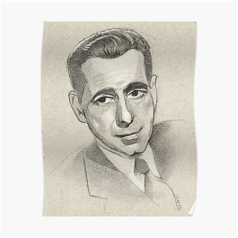 Humphrey Bogart Portrait Drawing Premium Matte Vertical Poster Designed
