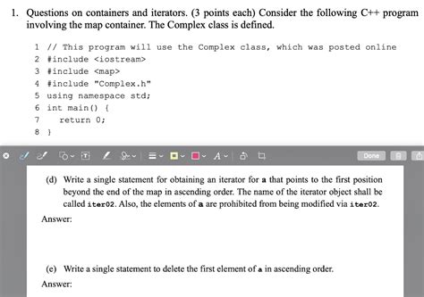 solved 1 questions on containers and iterators 3 points