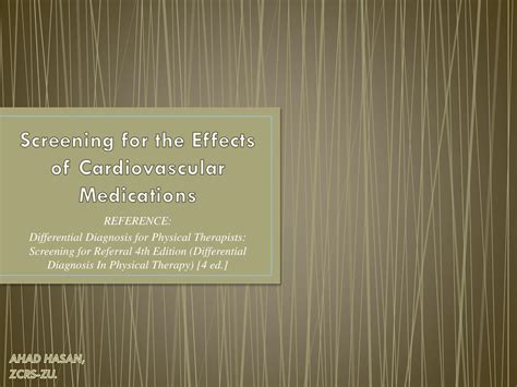 Solution Screening For The Effects Of Cardiovascular Medications