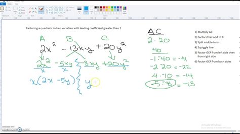 Factoring A Quadratic In Two Variables With Leading Coefficients