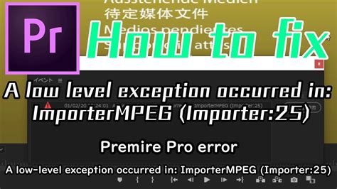 【premiere pro エラー対処】 a low level exception occurred in importermpeg