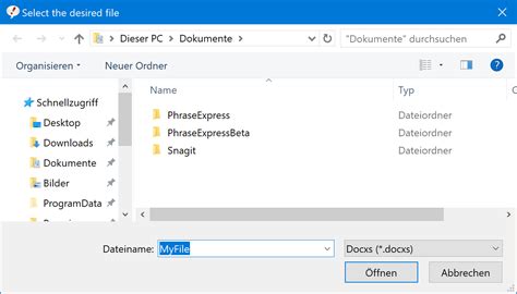 phraseexpress open file dialog