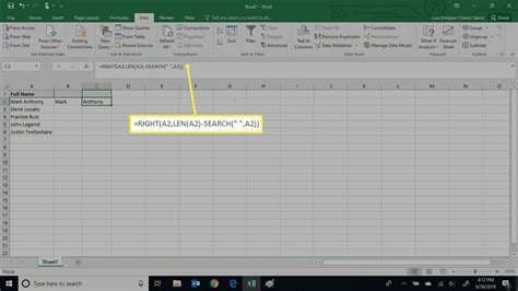 how to separate first and last names in excel