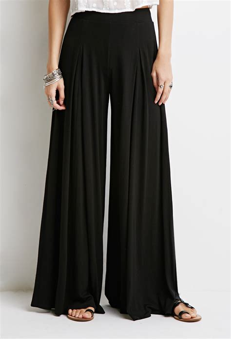Forever 21 Box Pleat Palazzo Pants In Black Lyst