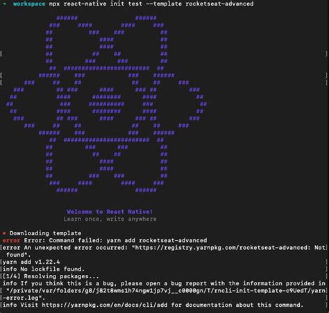 error command failed yarn add rocketseat advanced · issue 12
