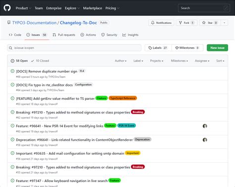documenting typo3 version 12