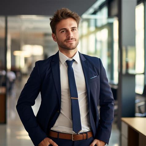 Premium Ai Image A Smiling Businessman Stands Confidently In A