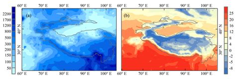 Annual Mean Precipitation A And Temperature B Spatial Distribution