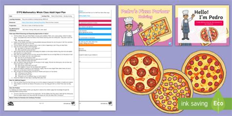 Eyfs Maths Pedros Pizza Parlour Halving Activity Whole Class Adult Input