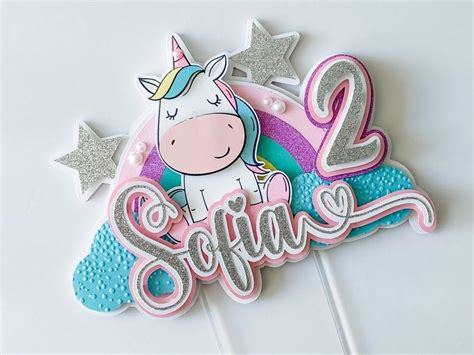 Unicornte Torta Topper Topper Unicornio Decoración De Fiesta Etsy