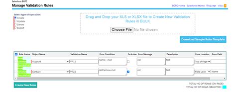 how to create multiple validation rules for multiple objects in few