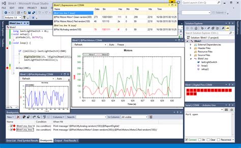 arduino debug with charts and graphs