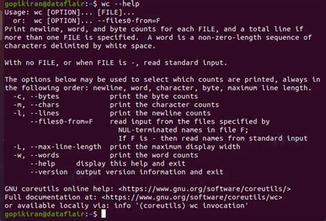 wc command in linux dataflair