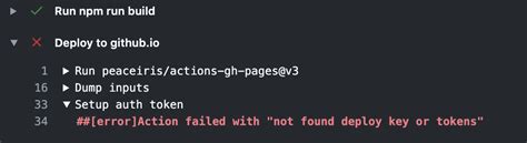 [error]action failed with not found deploy key or tokens · issue 470