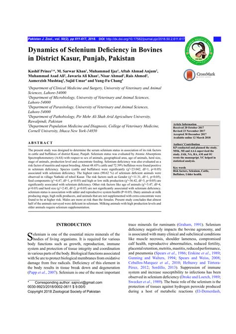 pdf dynamics of selenium deficiency in bovines in district kasur