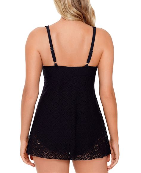 Swim Solutions Crochet Flyaway Tummy Control Swimdress Created For Mac