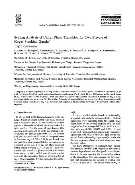 Pdf Scaling Analysis Of Chiral Phase Transition For Two Flavors Of